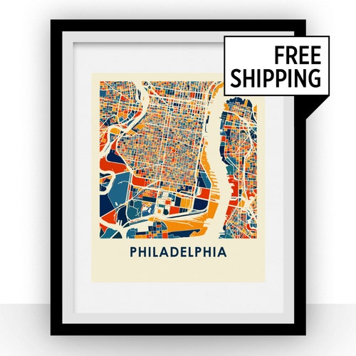 Philadelphia Map Print Full Color Map Poster - Etsy