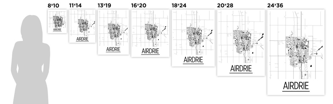 Airdrie Alberta Map Poster - Alberta Map Print - Art Deco Series - Etsy