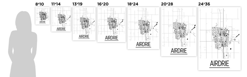Airdrie Alberta Map Poster - Alberta Map Print - Art Deco Series - Etsy
