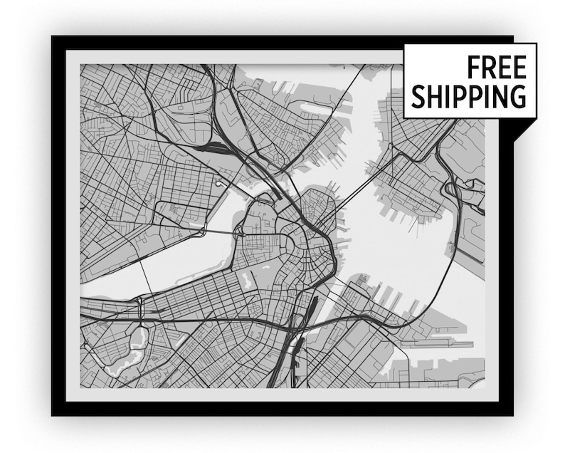 Boston Map Print Choose Your Color - Etsy