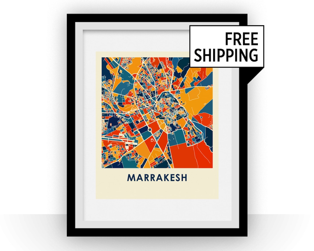 Marrakesh Map Print - Full Color Map Poster - Etsy