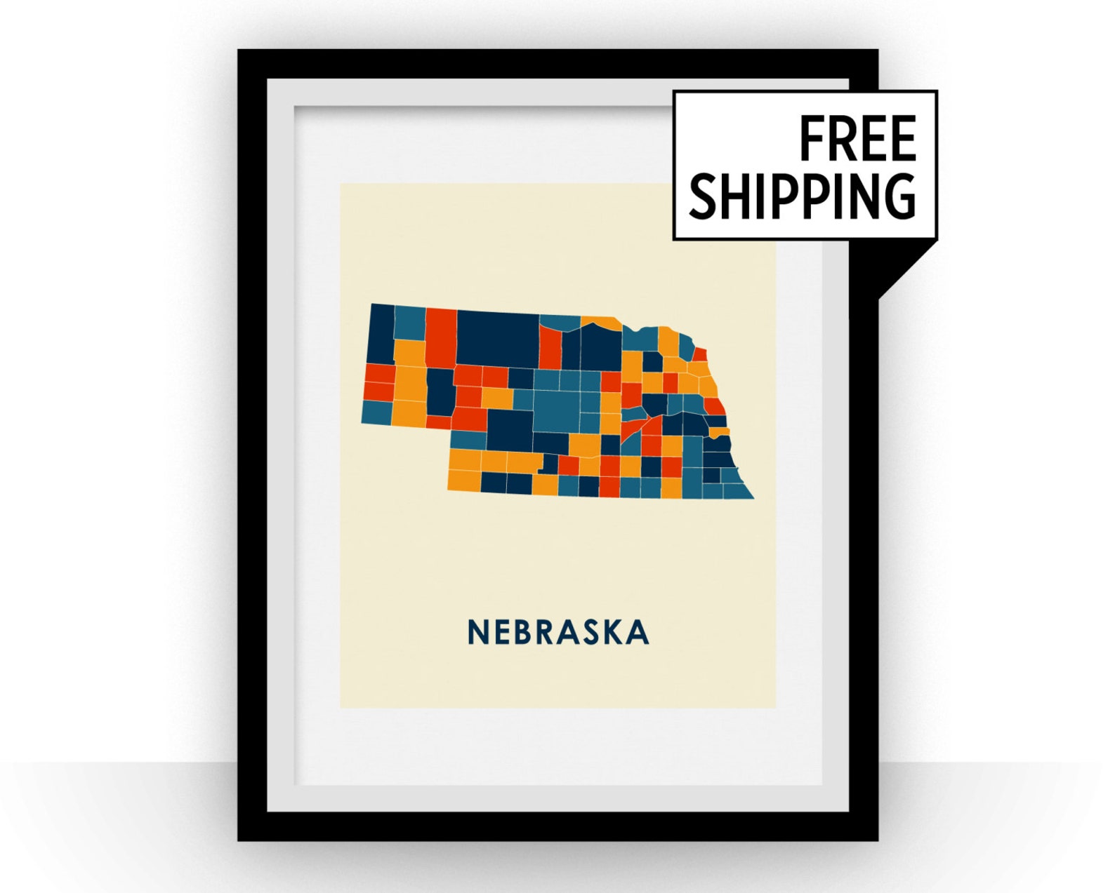 Nebraska Map Print Full Color Map Poster | Etsy