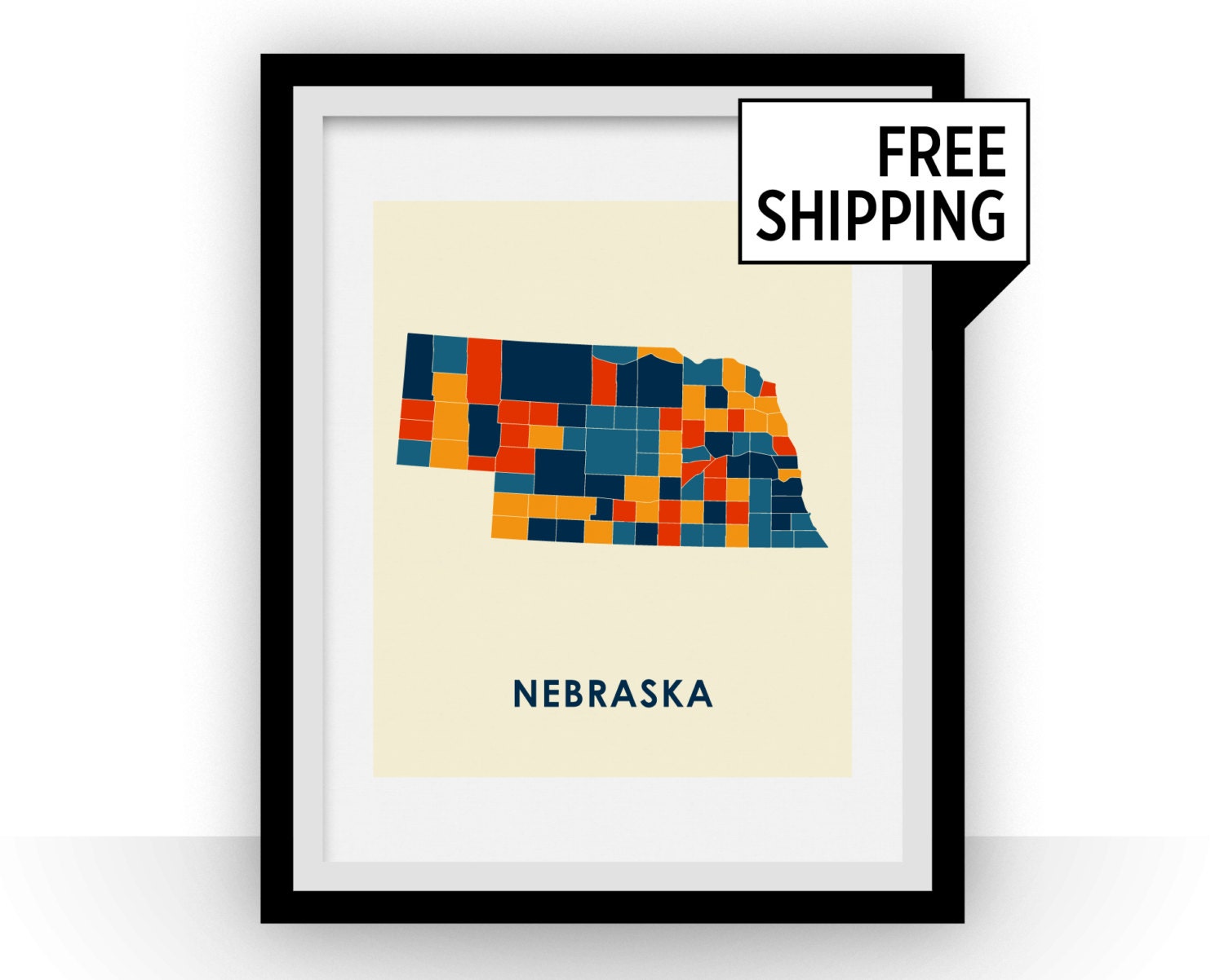 Nebraska Map Print Full Color Map Poster - Etsy