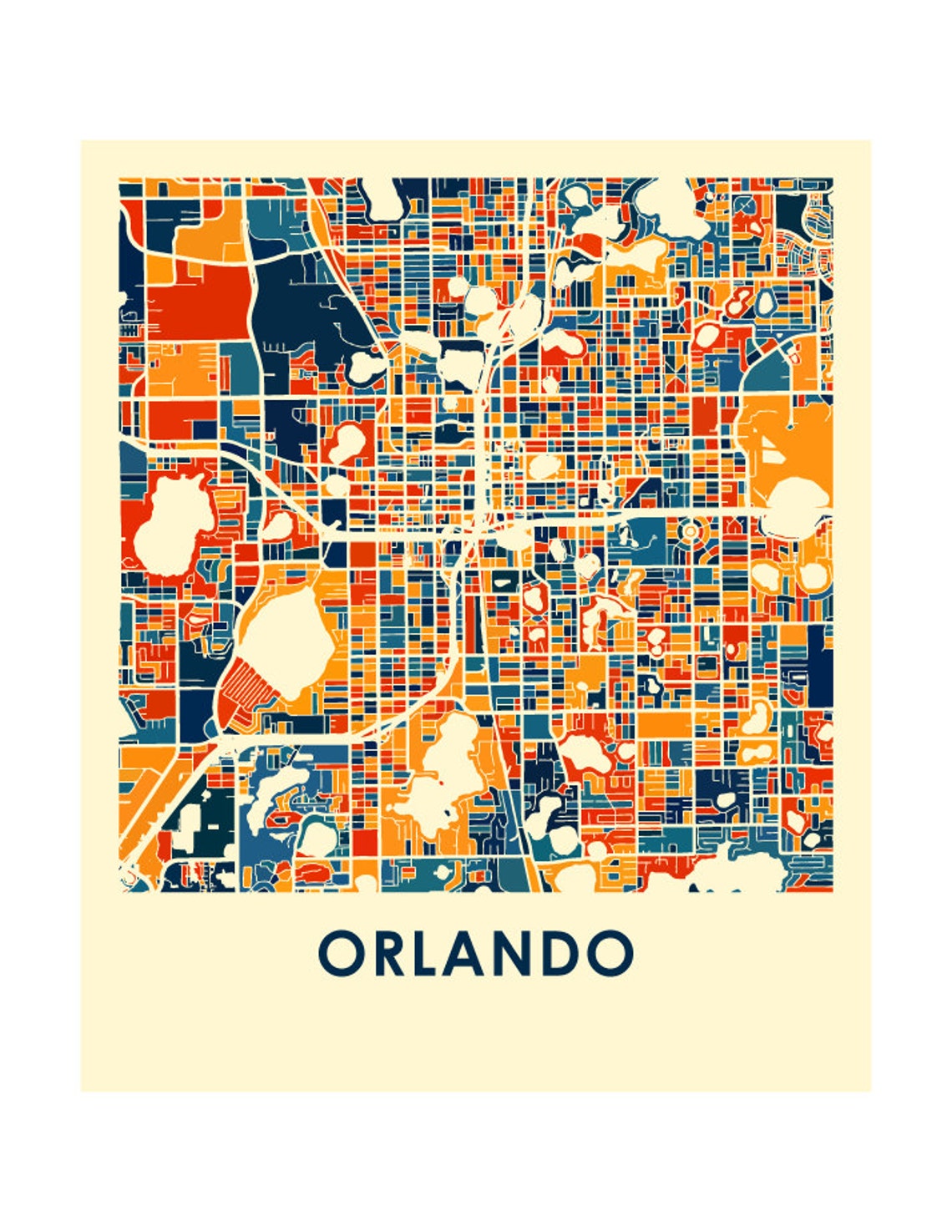 Orlando Map Print Full Color Map Poster - Etsy