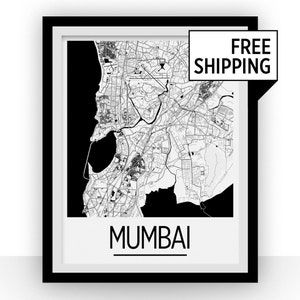 Mumbai Map Poster - India Map Print - Art Deco Series - Etsy
