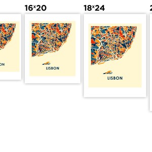 Lisbon Map Print - Full Color Map Poster - Etsy