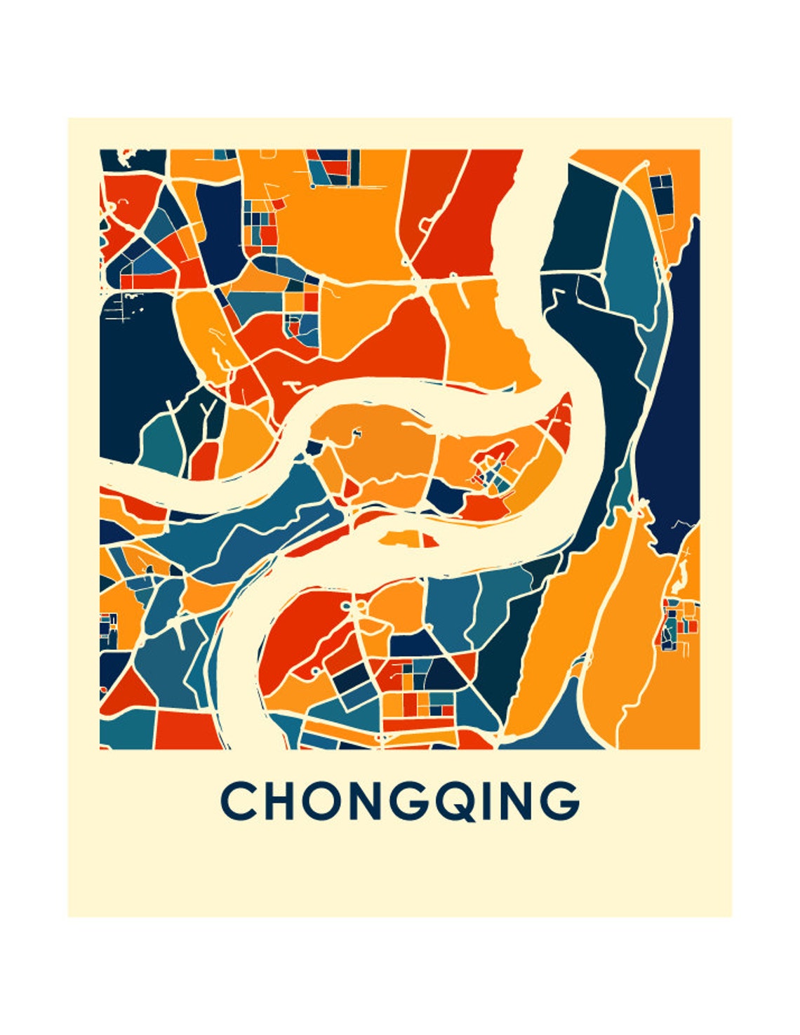 Chongqing Map Print - Full Color Map Poster - Etsy
