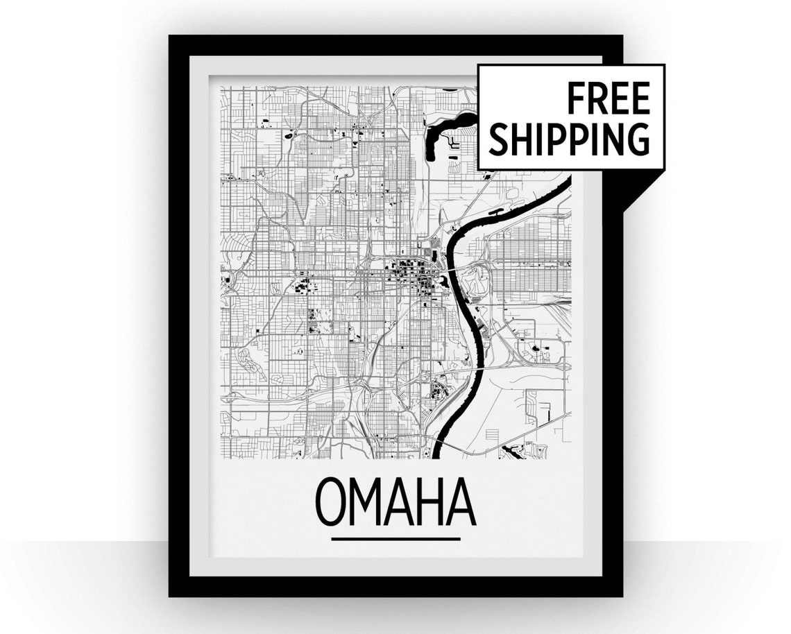 Omaha Map Poster Usa Map Print Art Deco Series | Etsy