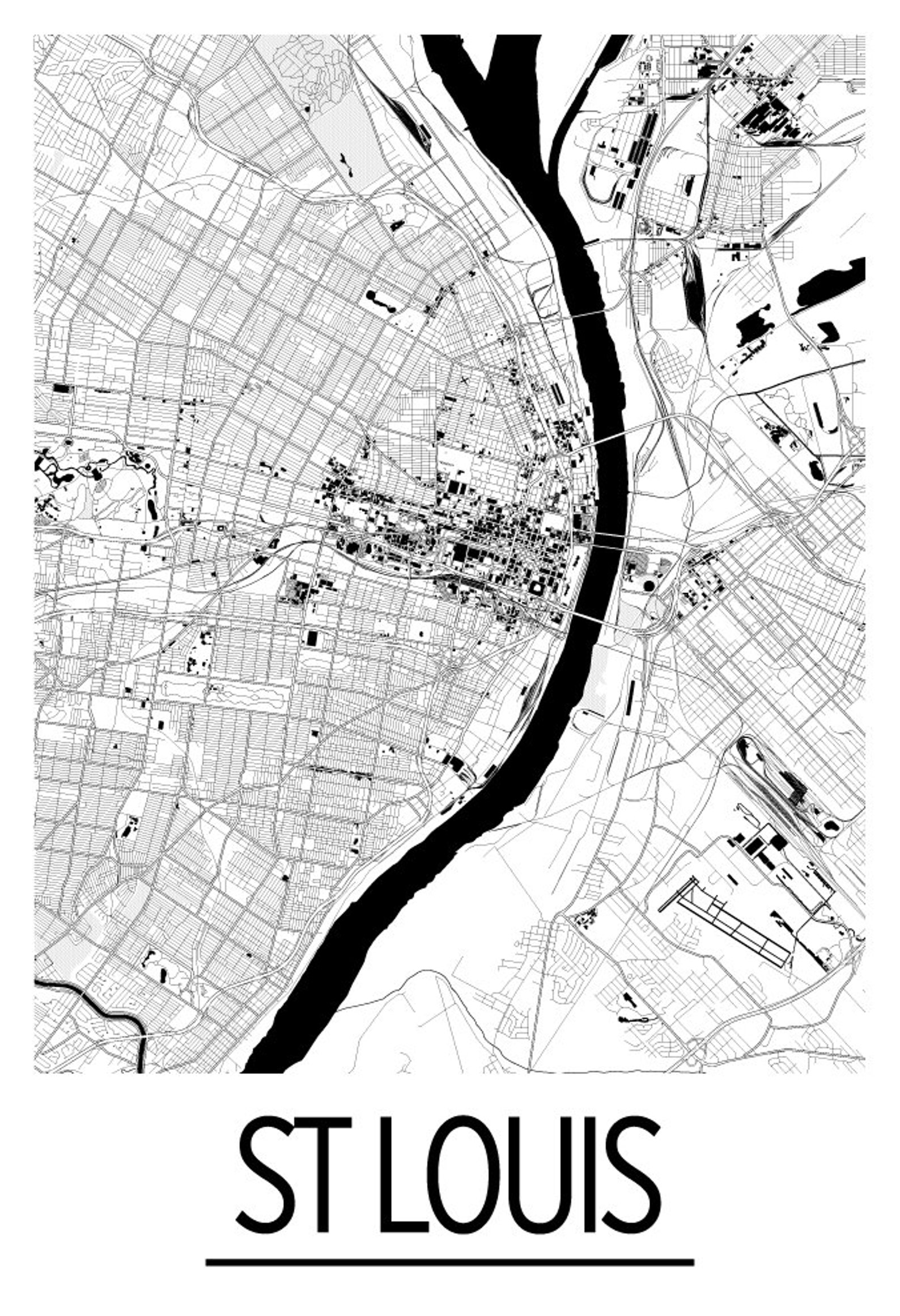 St Louis Map Poster Usa Map Print Art Deco Series | Etsy