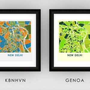 New Delhi Map Print - Full Color Map Poster - Etsy