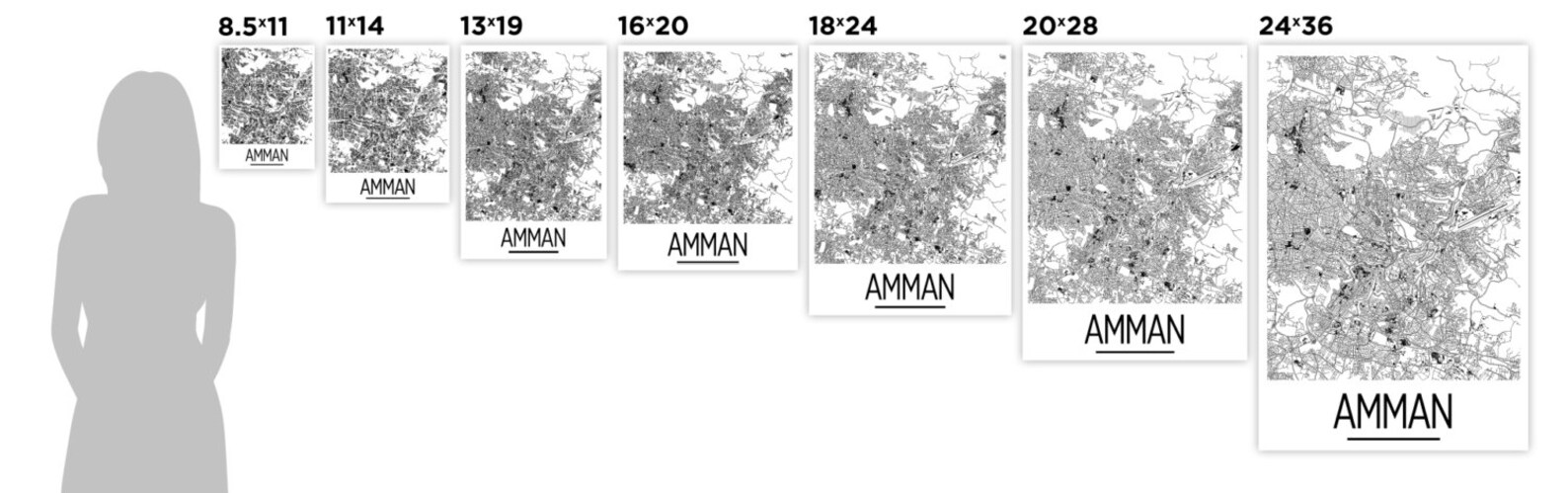 Amman Map Poster Jordan Map Print Art Deco Series - Etsy