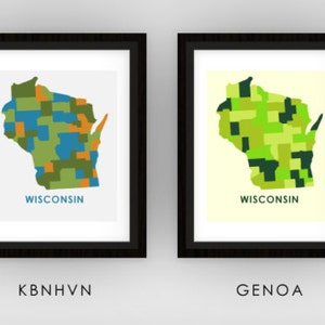 Wisconsin Map Print - Full Color Map Poster - Etsy