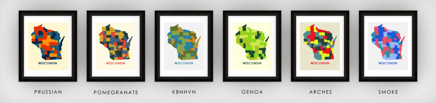 Wisconsin Map Print Full Color Map Poster - Etsy