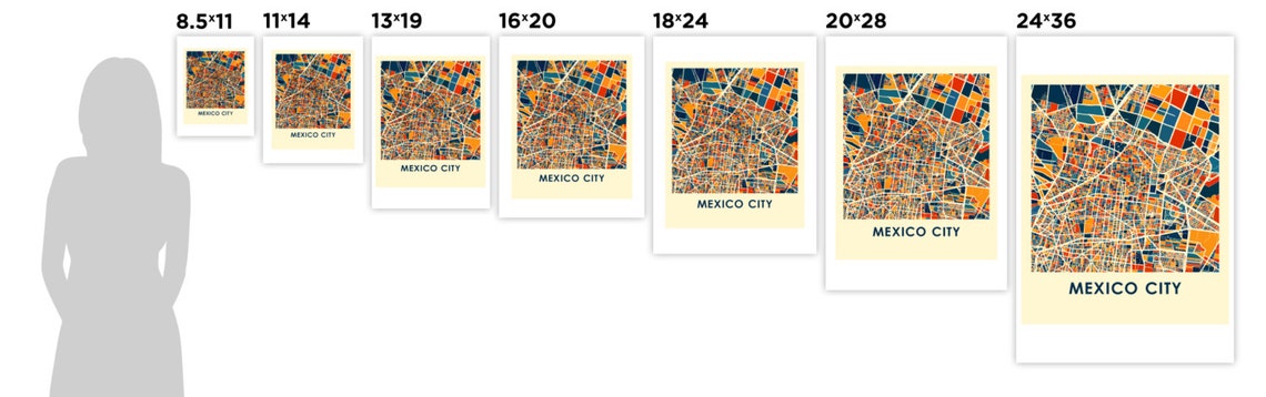 Mexico City Map Print Full Color Map Poster - Etsy