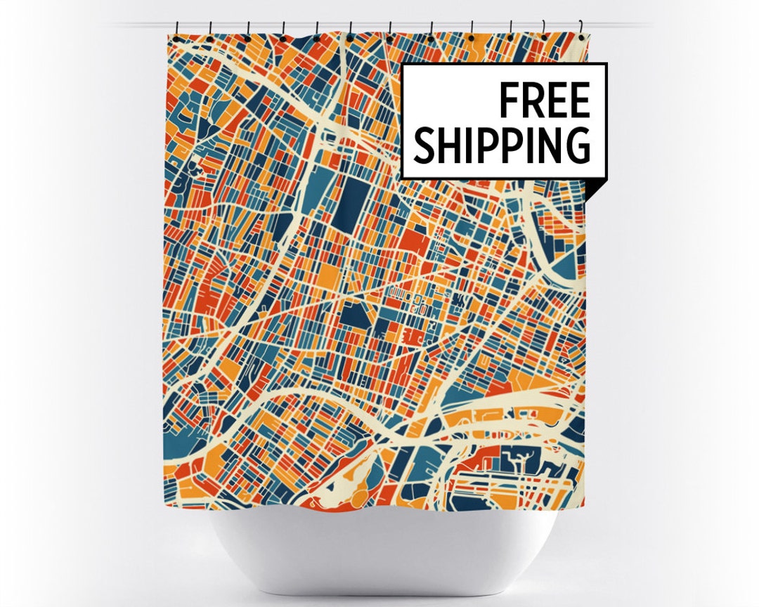 Newark Map Shower Curtain - Usa Shower Curtain - Chroma Series - Etsy