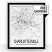 Charlottesville Map Poster Virginia Map Print Art Deco Series - Etsy
