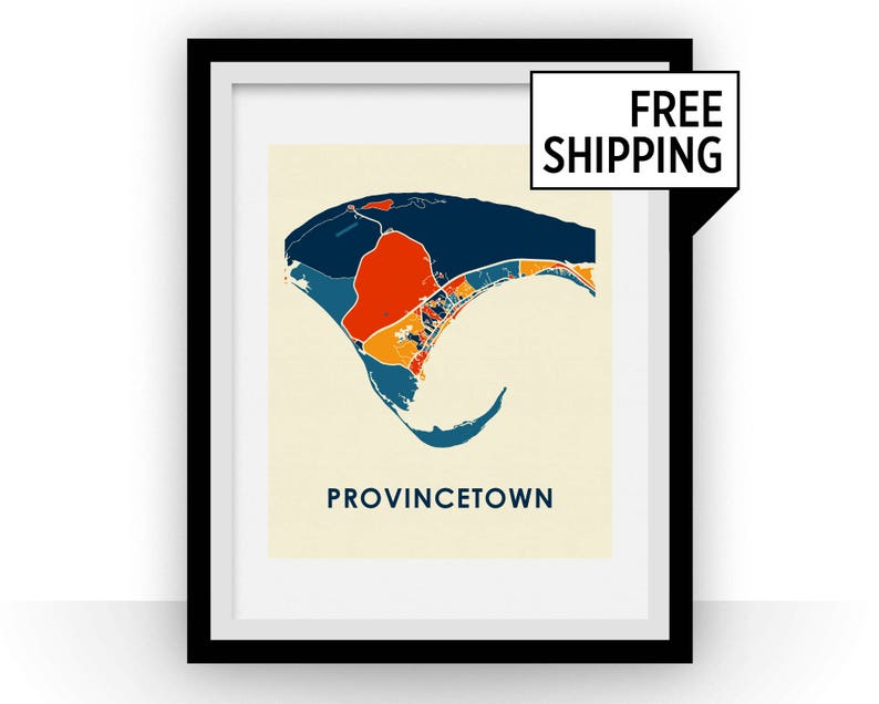 Provincetown Map Print Full Color Map Poster | Etsy