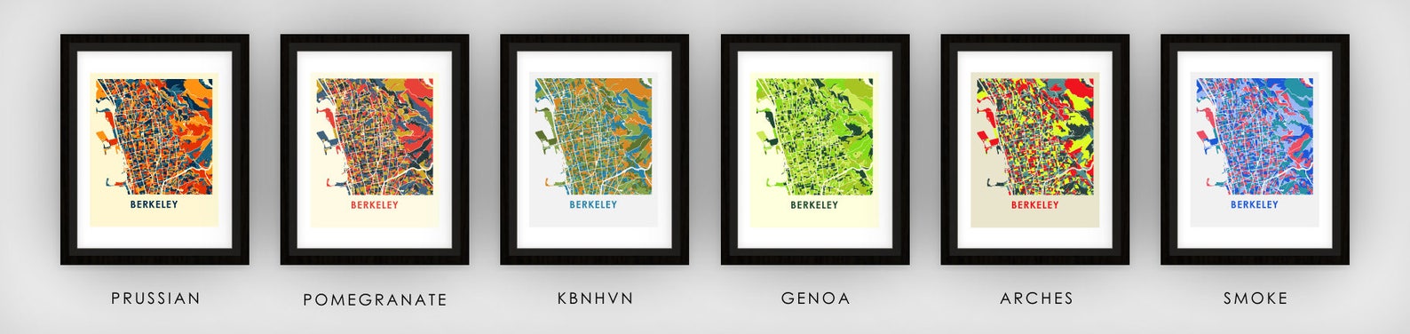 Berkeley Map Print Full Color Map Poster | Etsy
