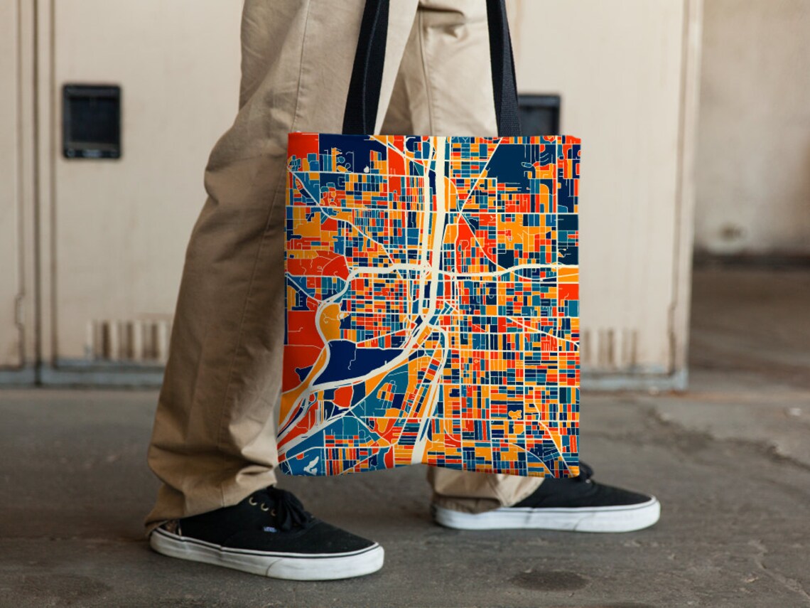 Grand Rapids Map Tote Bag Michigan Map Tote Bag 15x15 - Etsy