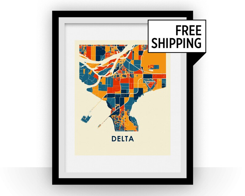 Delta British Columbia Map Print Full Color Map Poster - Etsy