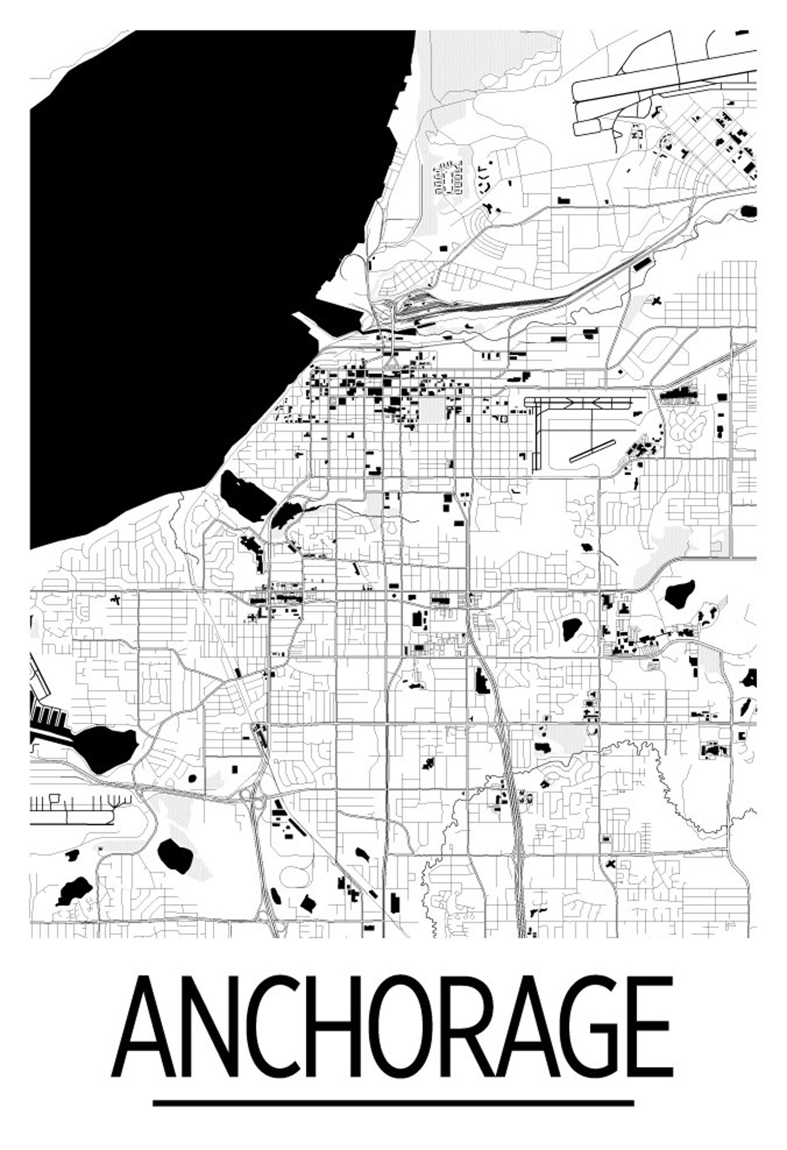 Anchorage Map Poster Usa Map Print Art Deco Series - Etsy