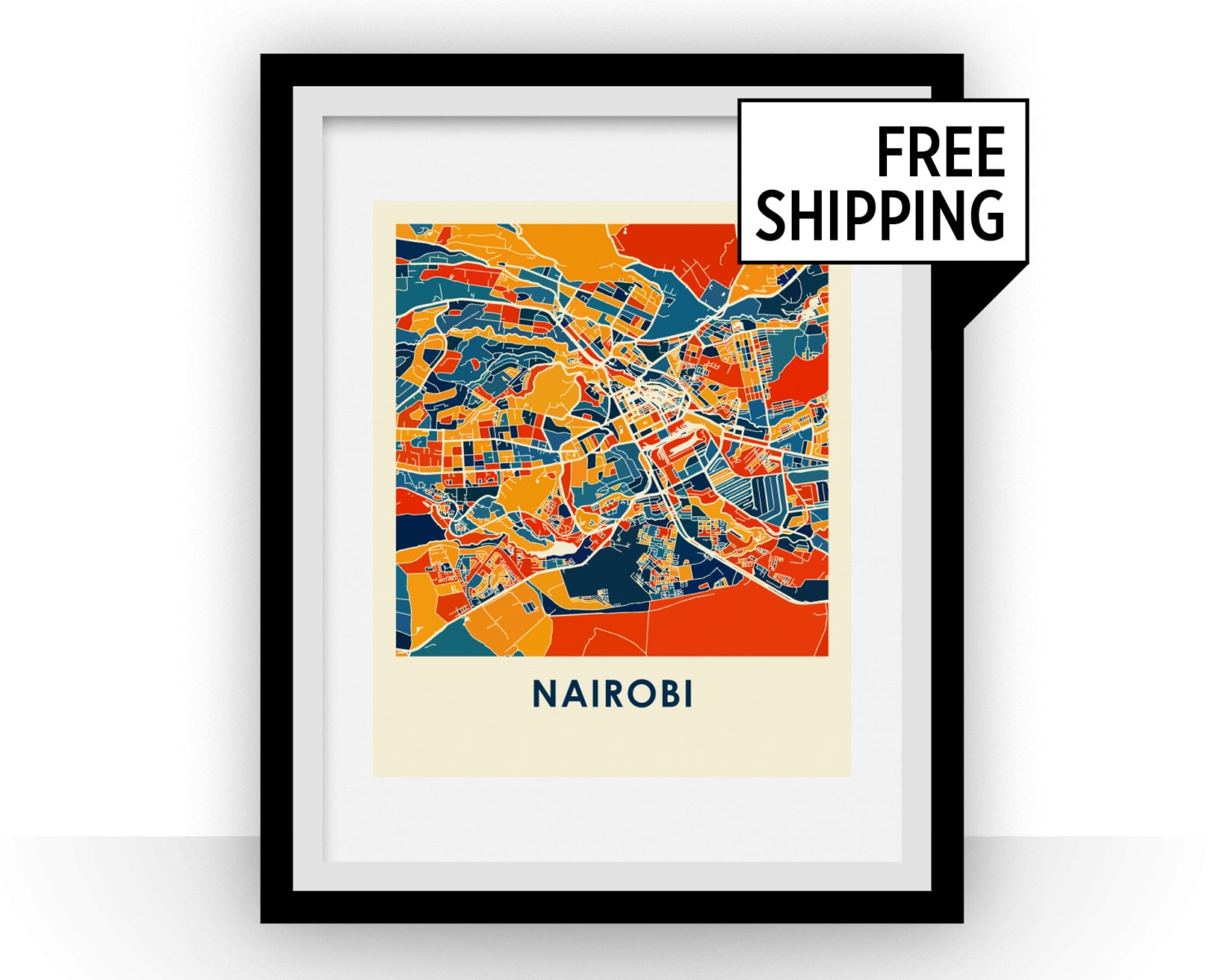 Nairobi Map Print - Full Color Map Poster - Etsy