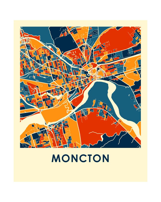 Moncton New Brunswick Map Print Full Color Map Poster - Etsy
