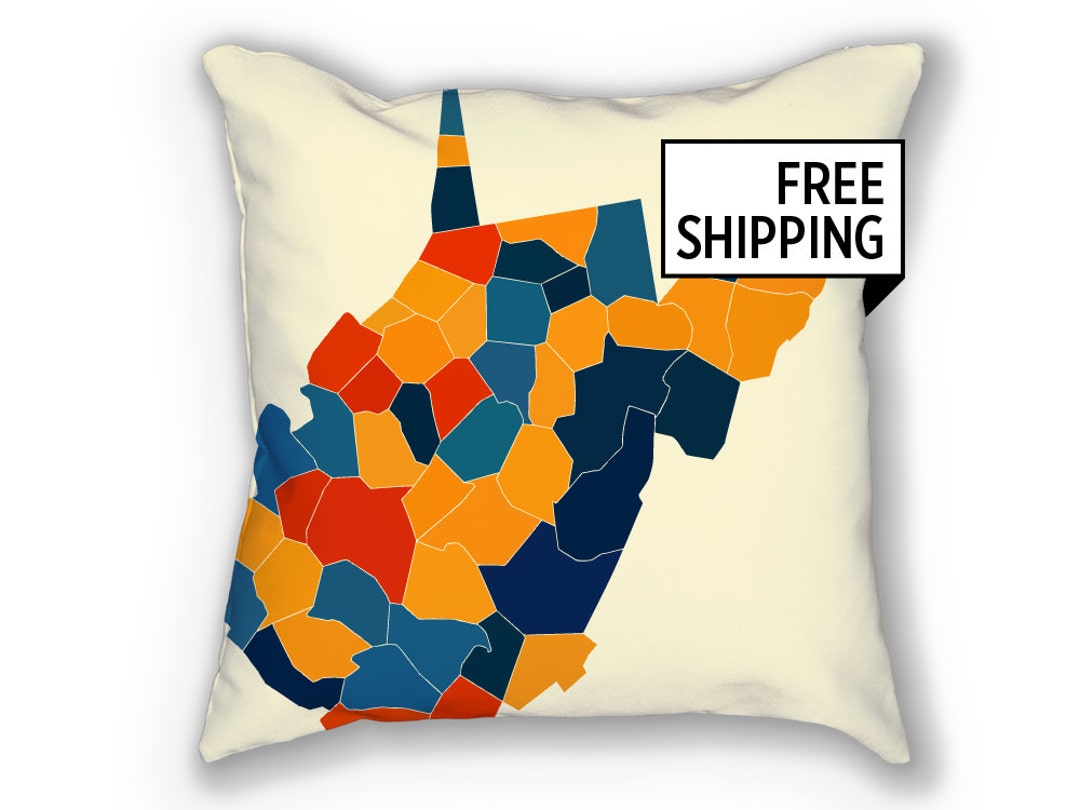 West Virginia Map Pillow - WV Map Pillow 18x18 - Etsy