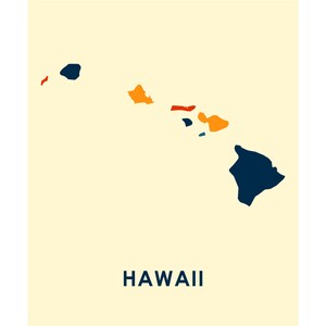 Hawaii Map Print - Full Color Map Poster - Etsy