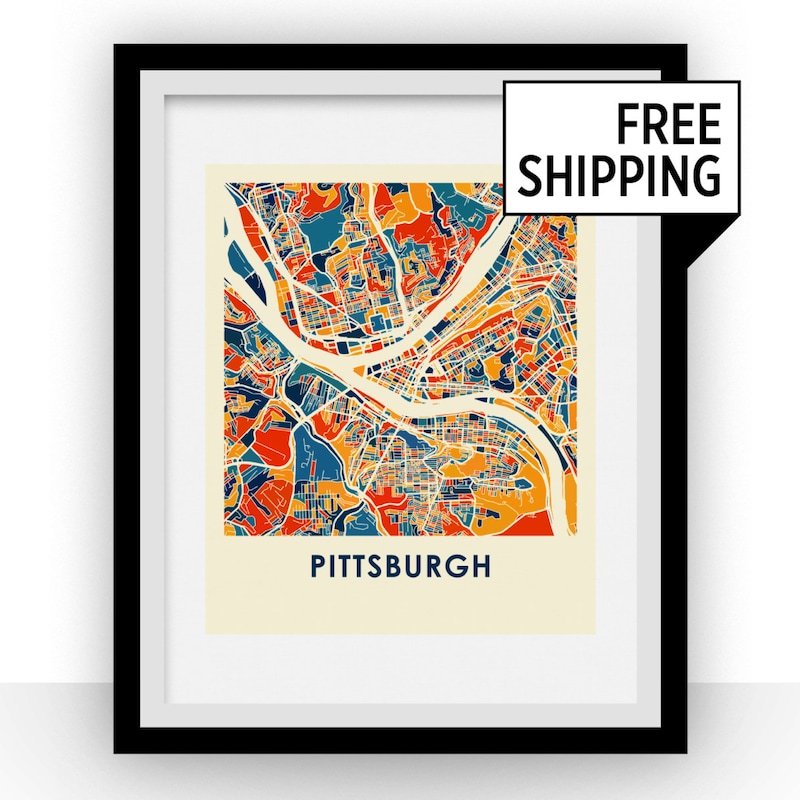 Pittsburgh Map - Etsy