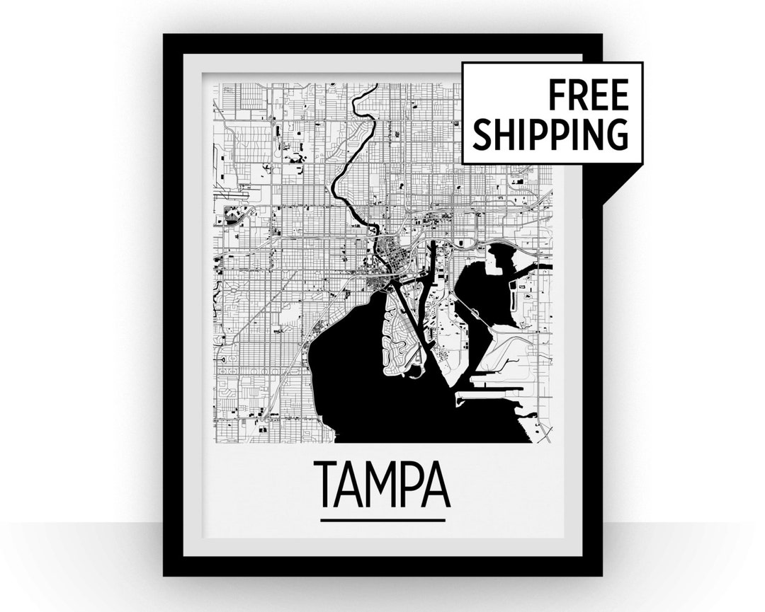 Tampa Map Poster - Usa Map Print - Art Deco Series - Etsy