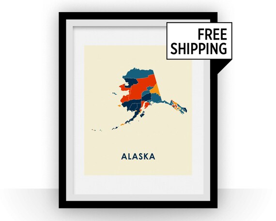 Alaska Map Print Full Color Map Poster - Etsy