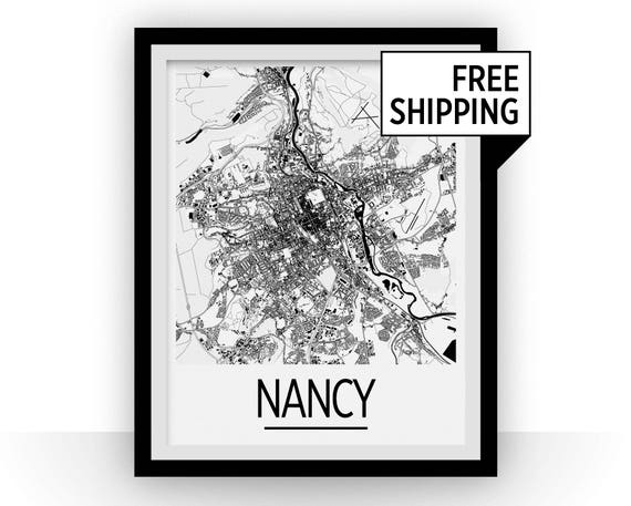 Nancy Map Poster Lorraine Map Print Art Deco Series - Etsy