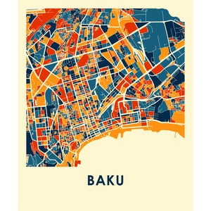 Baku Map Print - Full Color Map Poster - Etsy