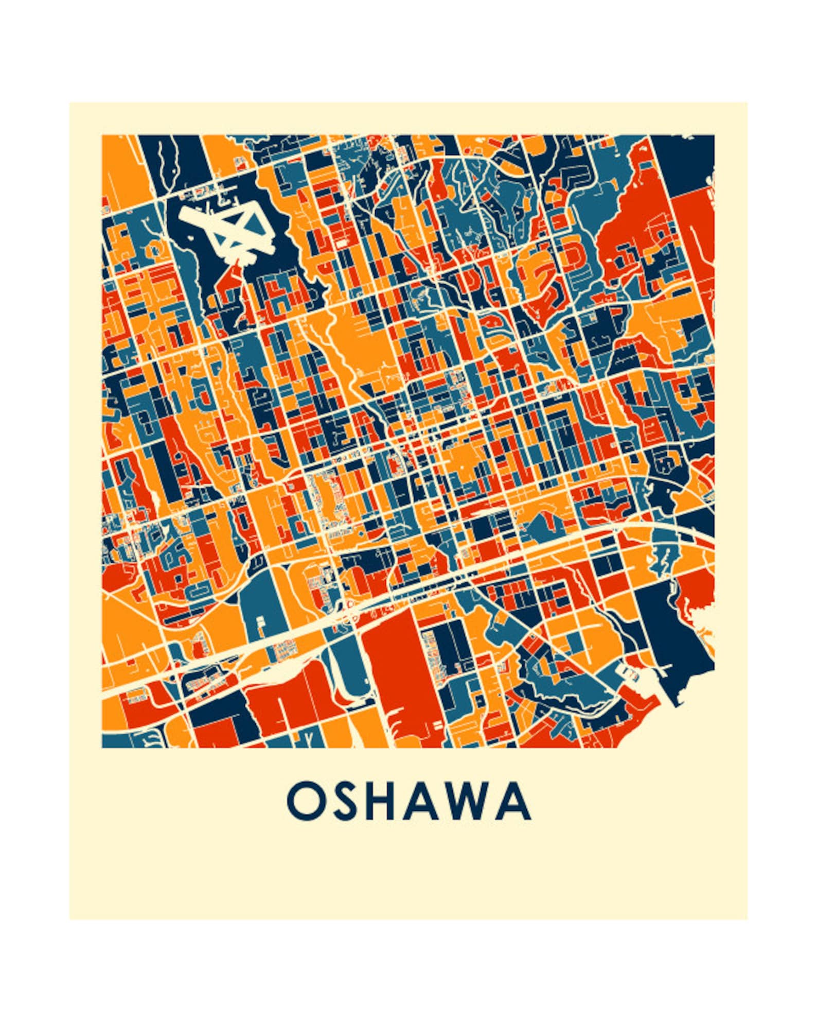 Oshawa Ontario Map Print Full Color Map Poster - Etsy Canada