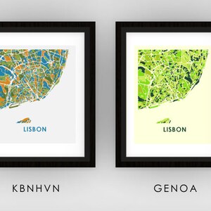 Lisbon Map Print - Full Color Map Poster - Etsy