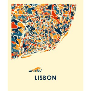 Lisbon Map Print - Full Color Map Poster - Etsy