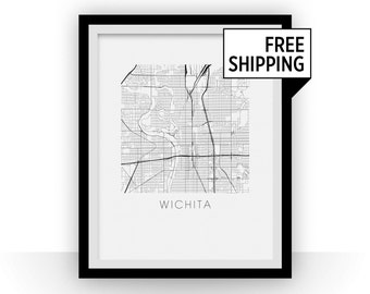 Wichita Kansas Map Street Map Vintage Poster Print - Etsy