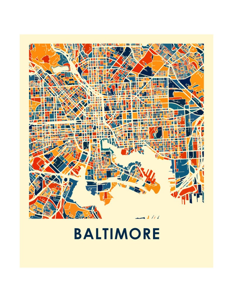 Baltimore Map Print Full Color Map Poster - Etsy