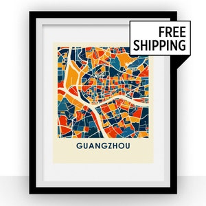 Guangzhou Map Print - Full Color Map Poster - Etsy