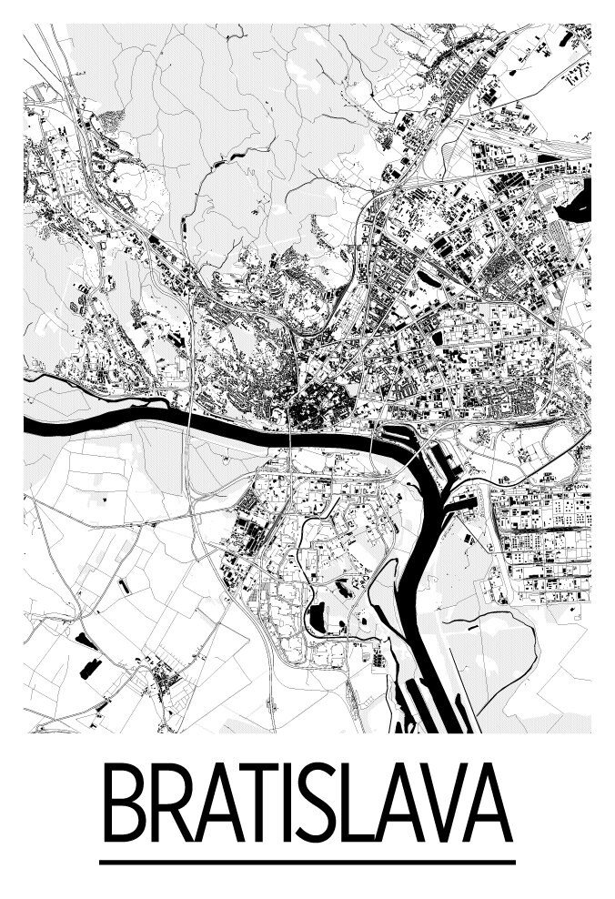 Bratislava Map Poster - Slovakia Map Print - Art Deco Series - Etsy