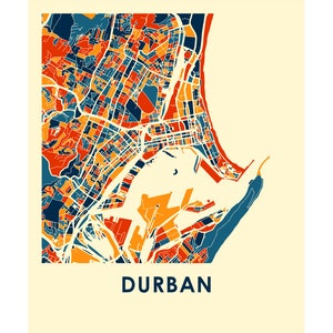 Durban Map Print - Full Color Map Poster - Etsy