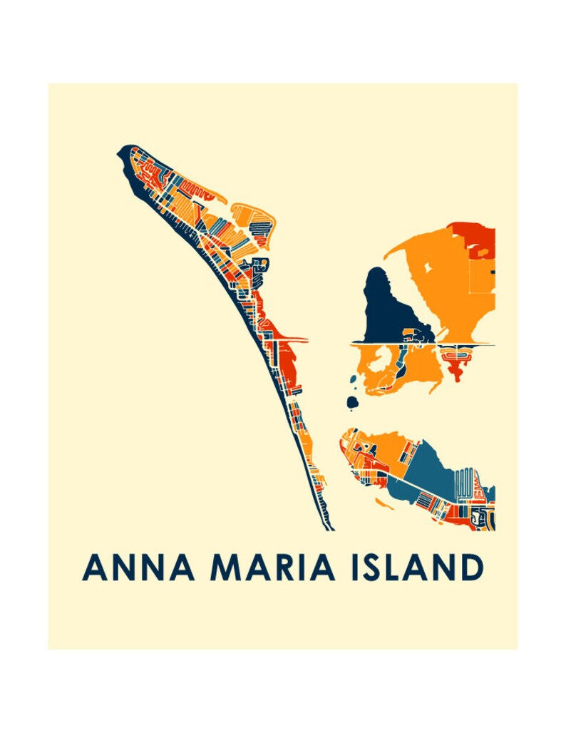 Anna Maria Island Map Print Full Color Map Poster | Etsy
