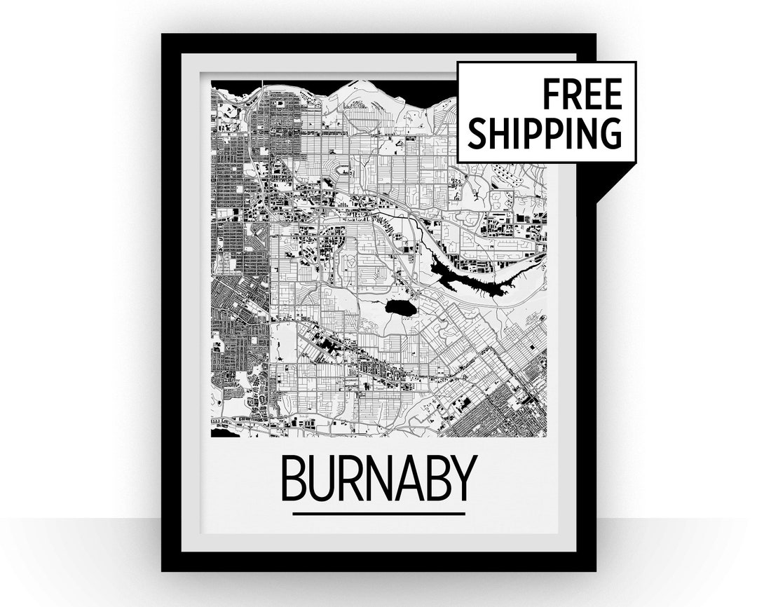 Burnaby British Columbia Map Poster - British Columbia Map Print - Art ...