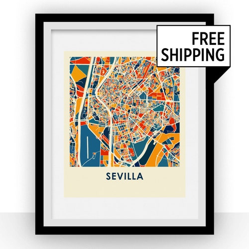 Sevilla Map Print Full Color Map Poster - Etsy