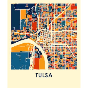 Tulsa Map Print - Full Color Map Poster - Etsy