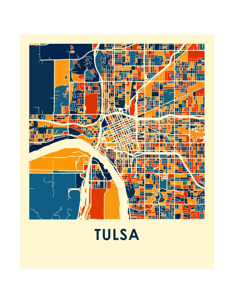 Tulsa Map Print Full Color Map Poster - Etsy