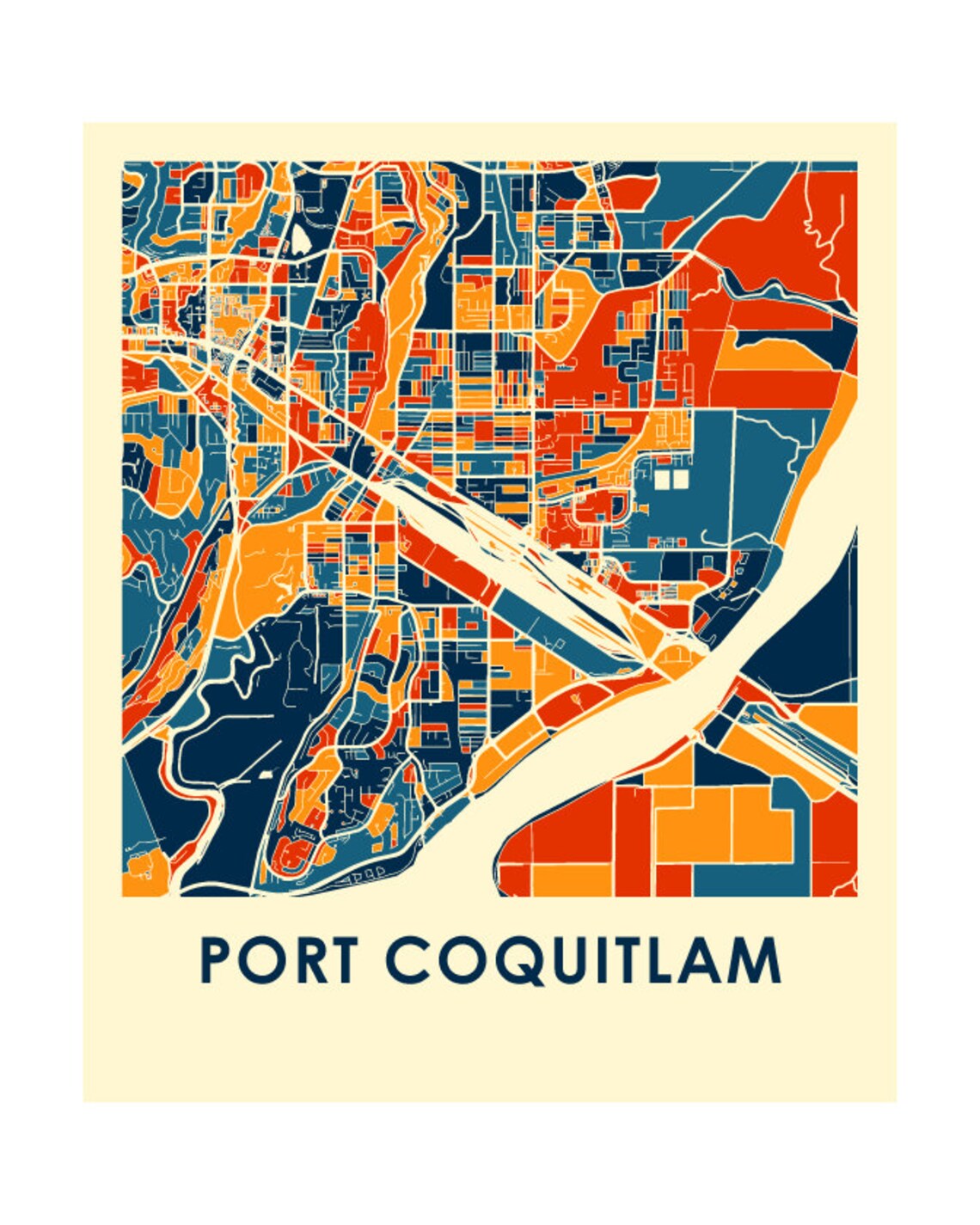 Port Coquitlam British Columbia Map Print Full Color Map - Etsy
