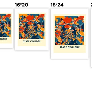 State College Map Print - Full Color Map Poster - Etsy
