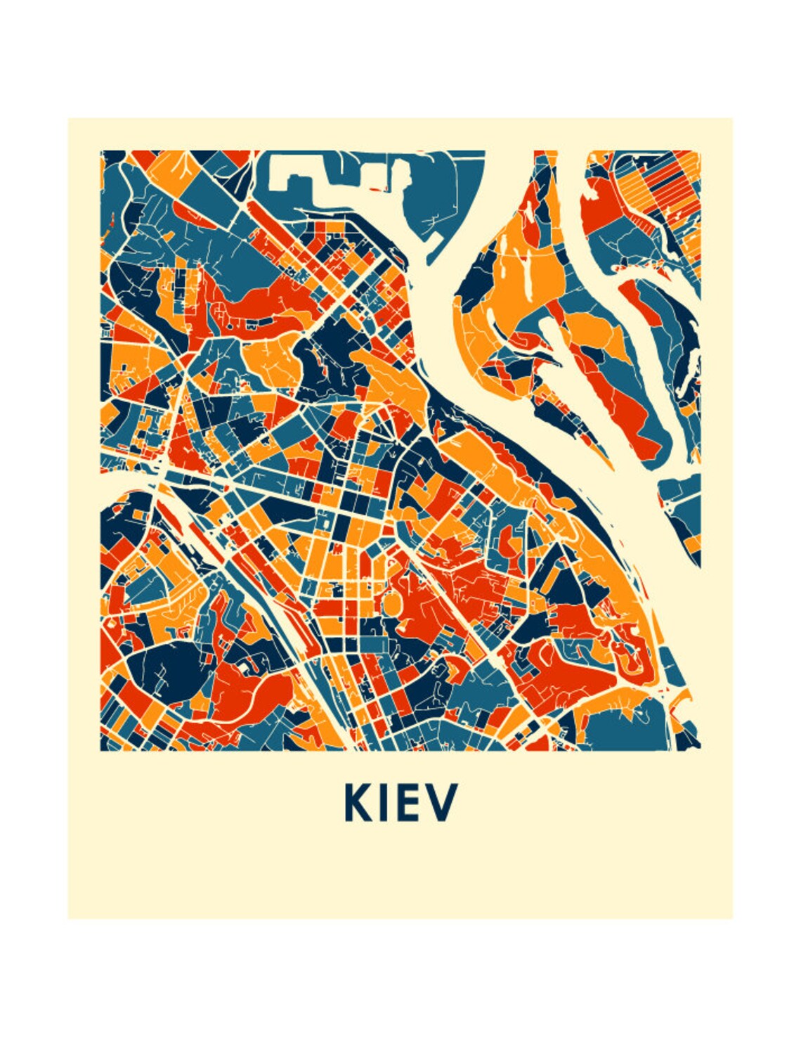 Kiev Map Print Full Color Map Poster - Etsy